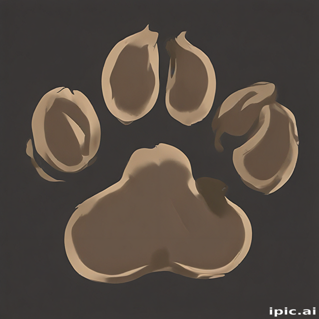 Artistic Representation of a Large Animal Paw Print on Dark Background