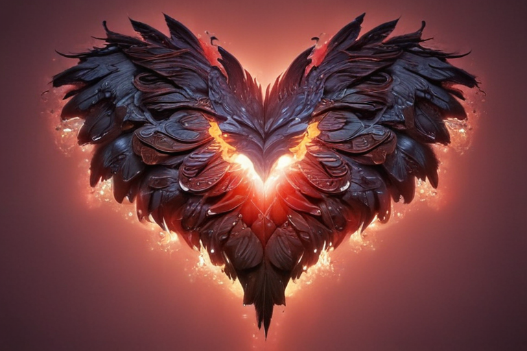 Beautifully Crafted Heart Shaped Design with Fiery Elements and ...