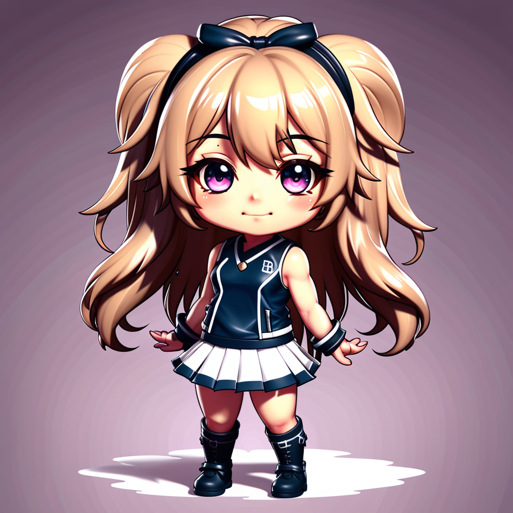 Adorable Chibi Character with Long Hair and Cheerleading Outfit in Soft ...