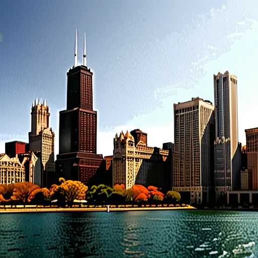 Stunning Urban Landscape of Chicago's Iconic Skyline Reflecting in Water