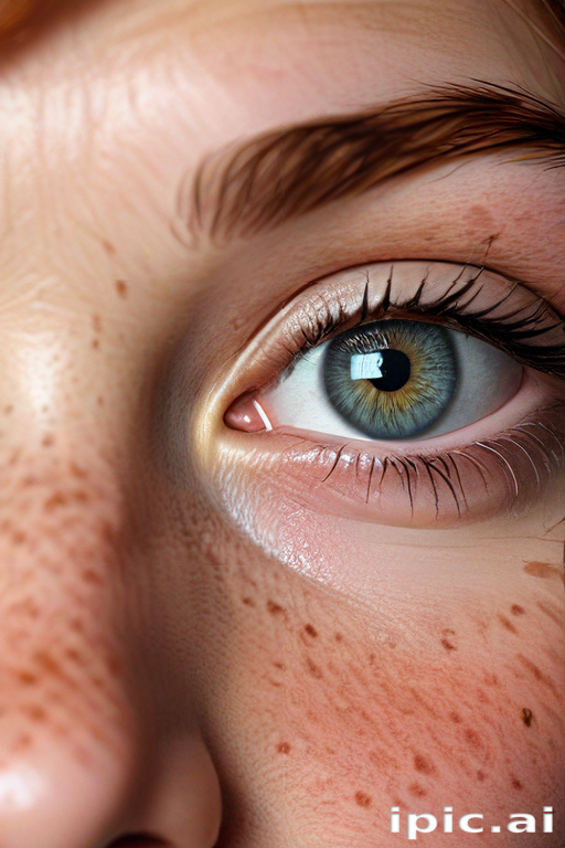 Close-Up of a Realistic Human Eye with Freckles and Detailed Features