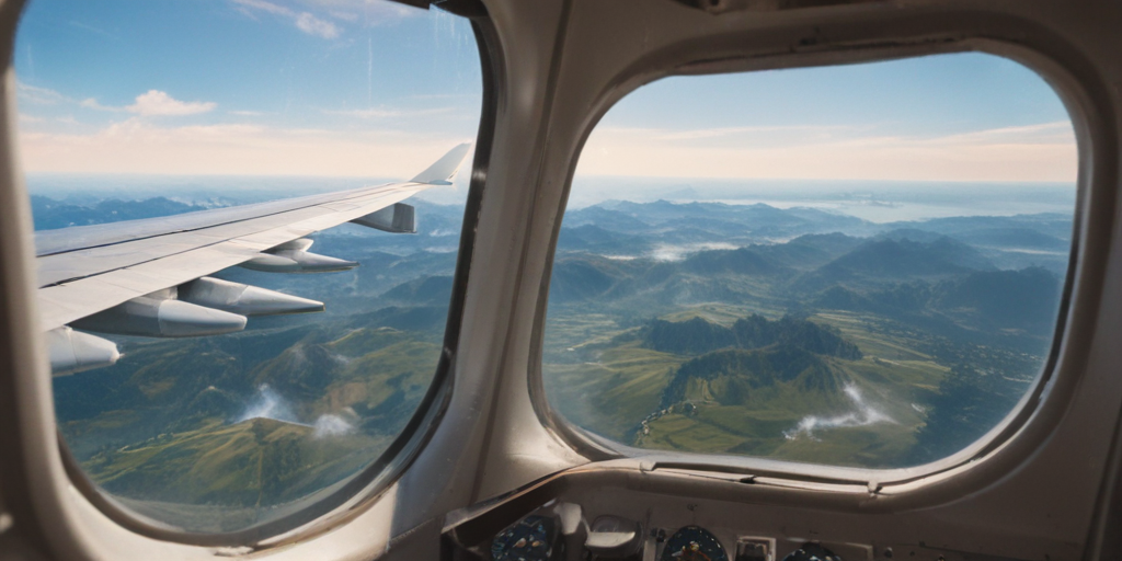 Stunning Aerial View from an Airplane Window Over Scenic Landscapes