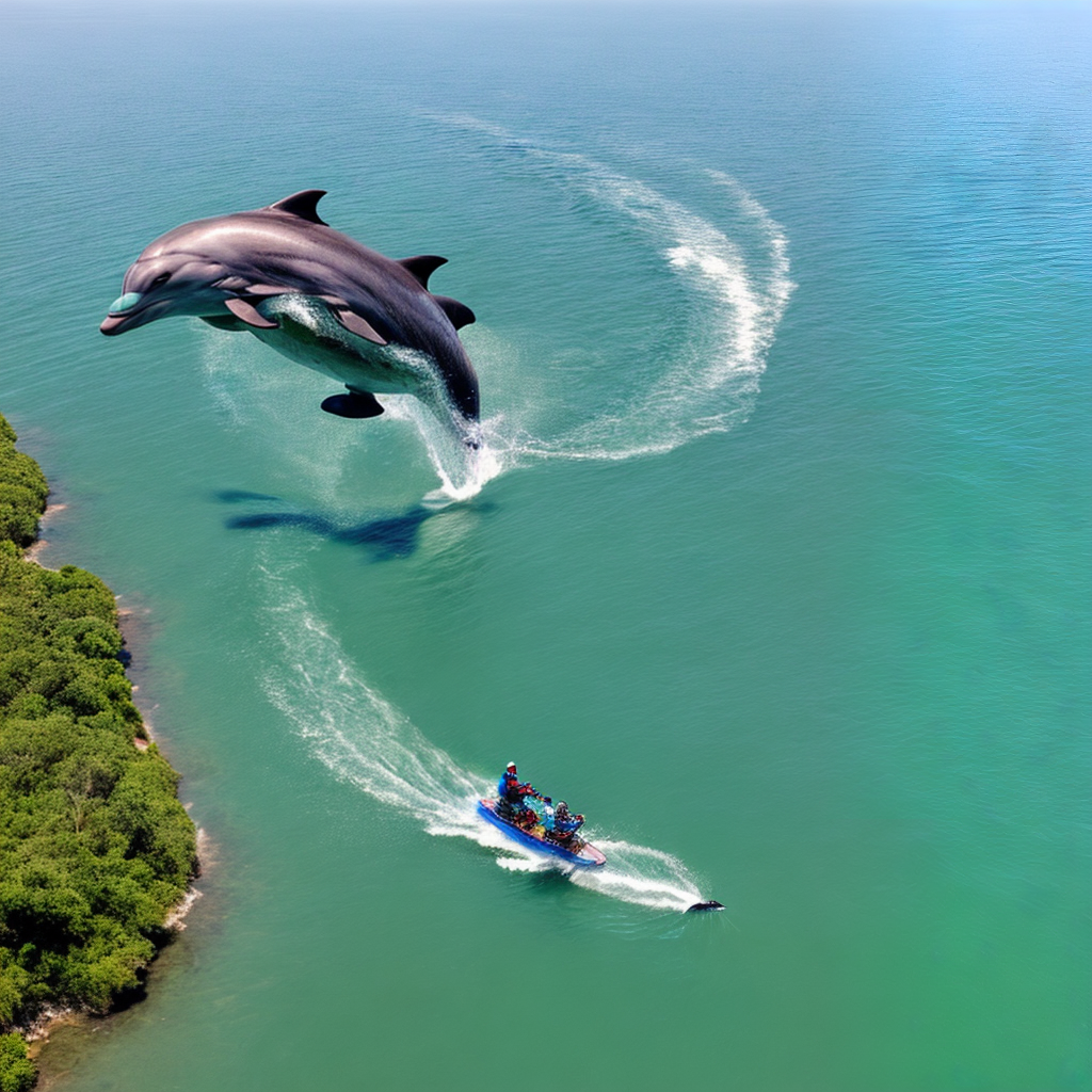 a horse riding a dolphin