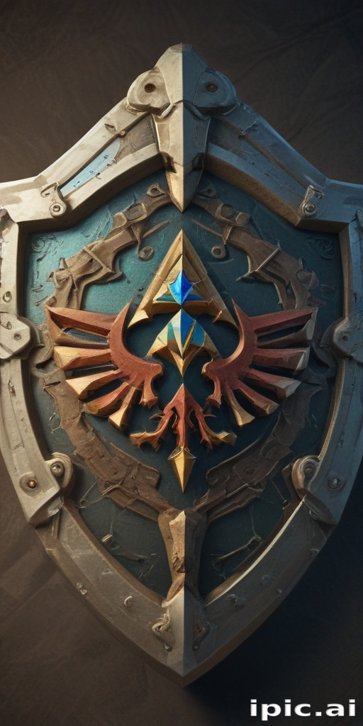 Legendary Shield Featuring Iconic Triforce and Majestic Bird Emblem Design