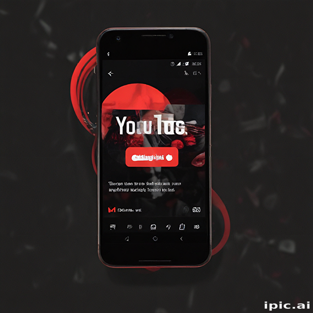 Mobile Phone Displaying YouTube Interface with Dark Background and Red ...
