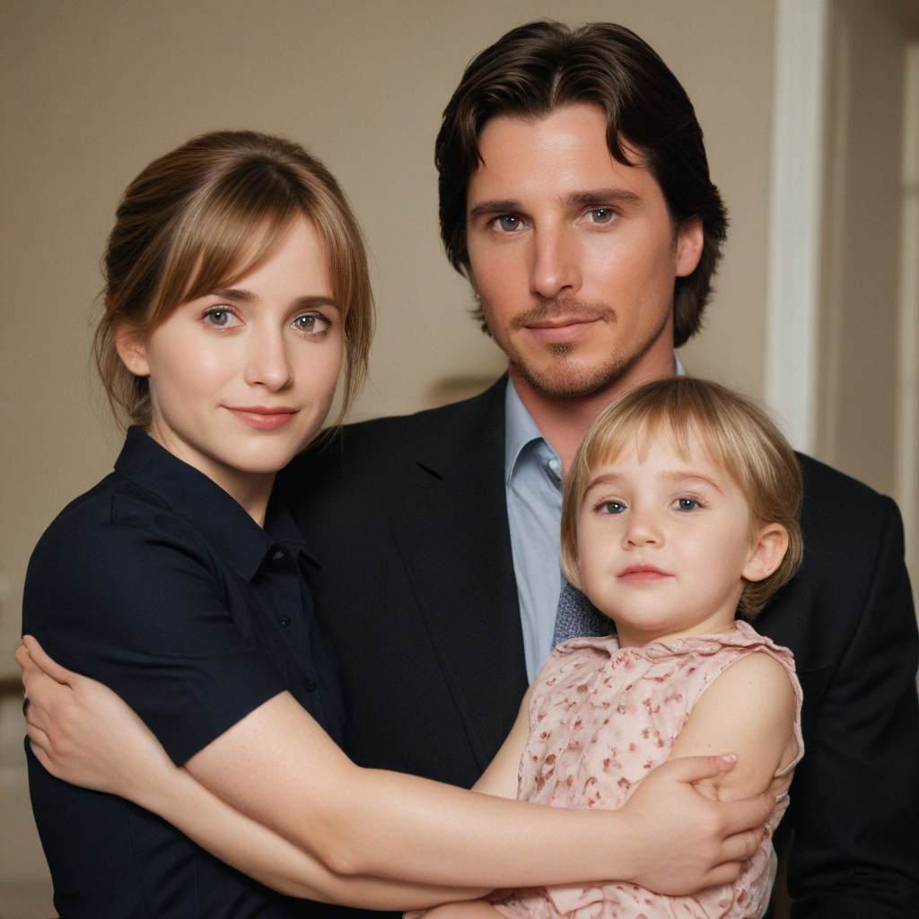 Christian bale as bruce wayne and allison mack, happy family