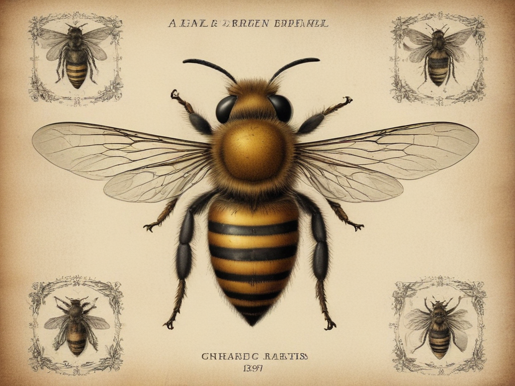 An Artistic Representation of a Honeybee with Detailed Illustrations ...