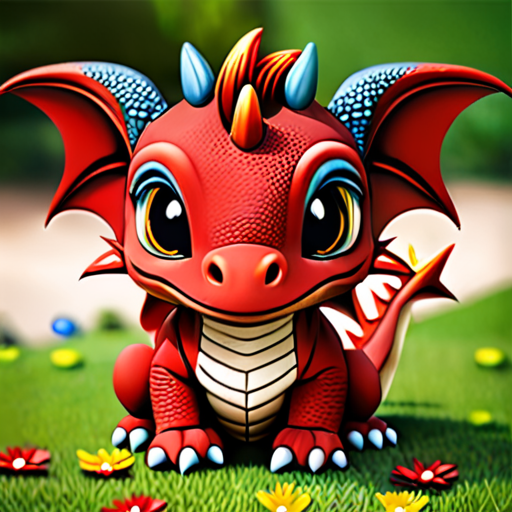 red baby dragon cute
