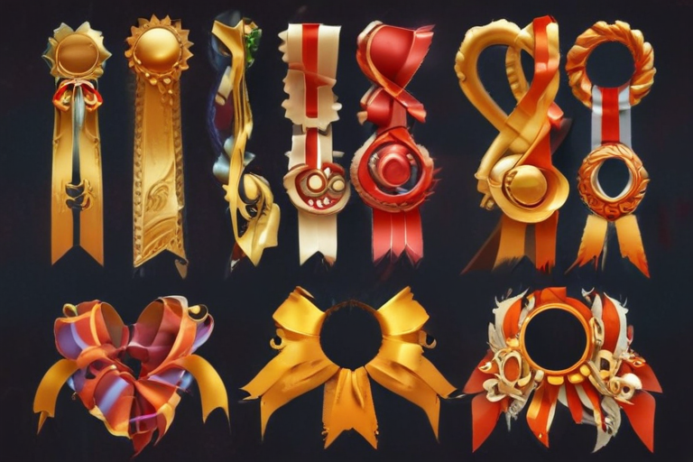Colorful Collection of Decorative Ribbons and Awards for Celebrations ...