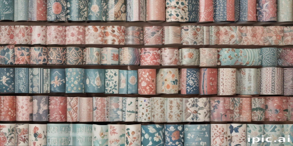 A Colorful Display of Decorative Paper Rolls with Floral Patterns.