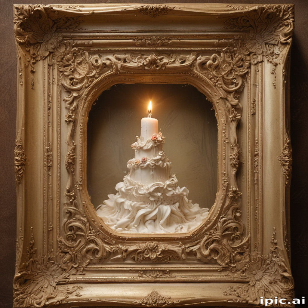 Elegant Candle Display Framed in Ornate Baroque Style with Soft Glow