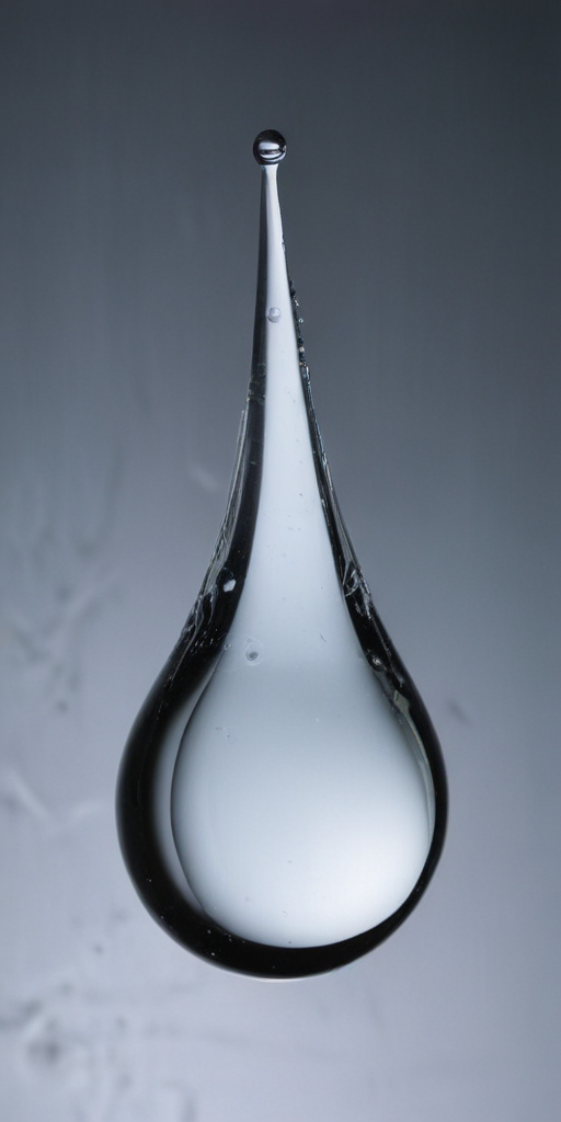 Beautifully Captured Water Droplet Hanging in Midair, Reflecting Light