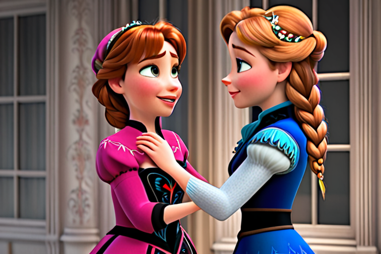 Anna and her mother black frozenDisney 3D hugs