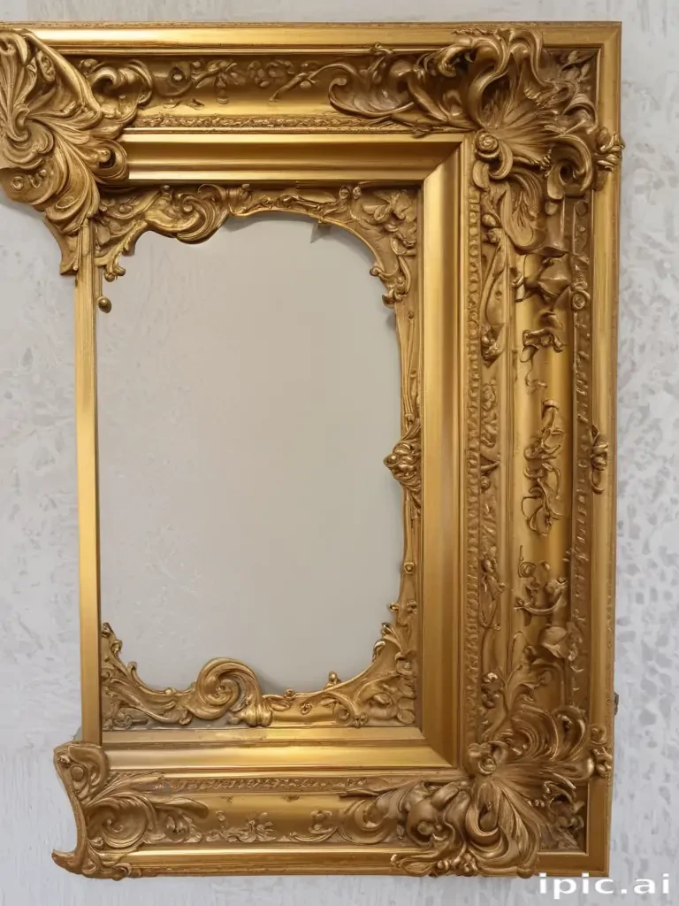 Elegant Vintage Ornate Gold Frame with Intricate Baroque Floral Designs