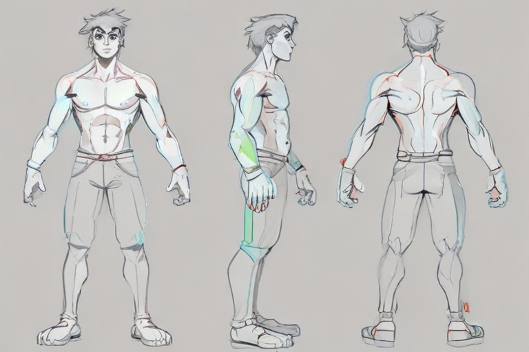 male skinny cartoon character cellshading drawing