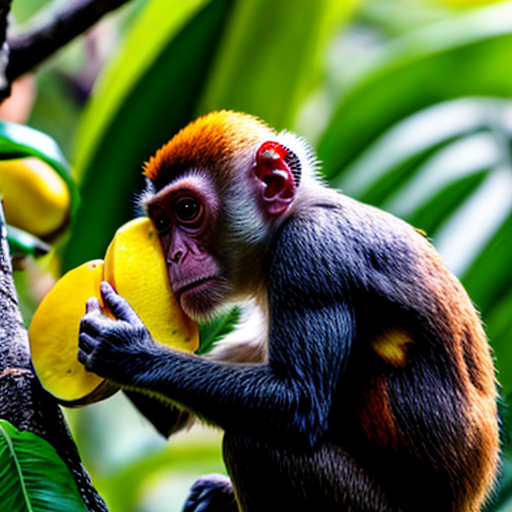 monkey sucking mango
