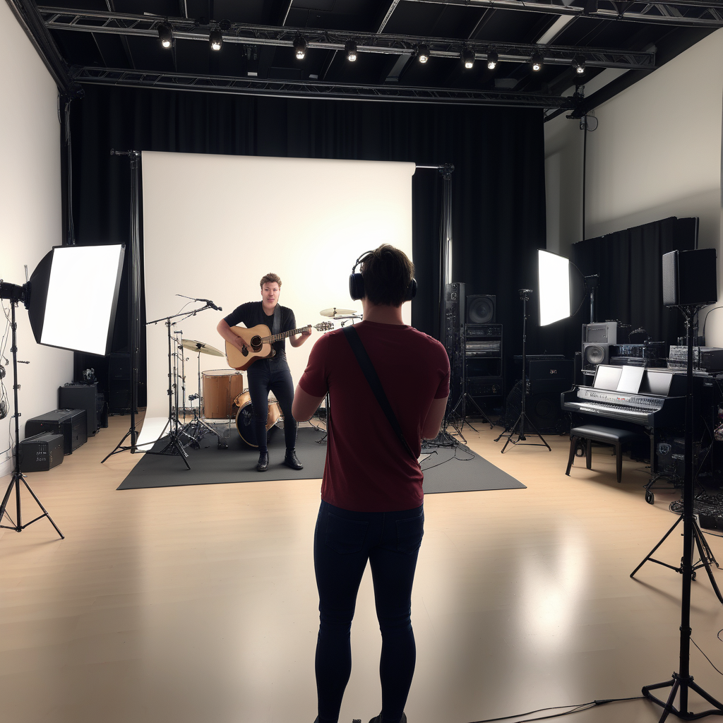 Musician Performing Live in a Professional Recording Studio Setting