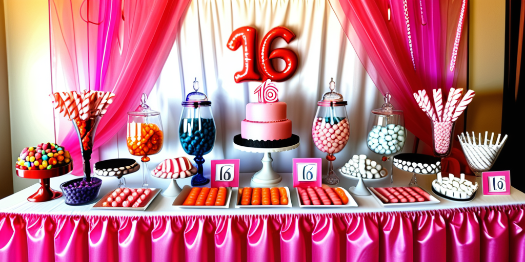 Colorful and Festive Dessert Table for a Sweet Sixteen Celebration