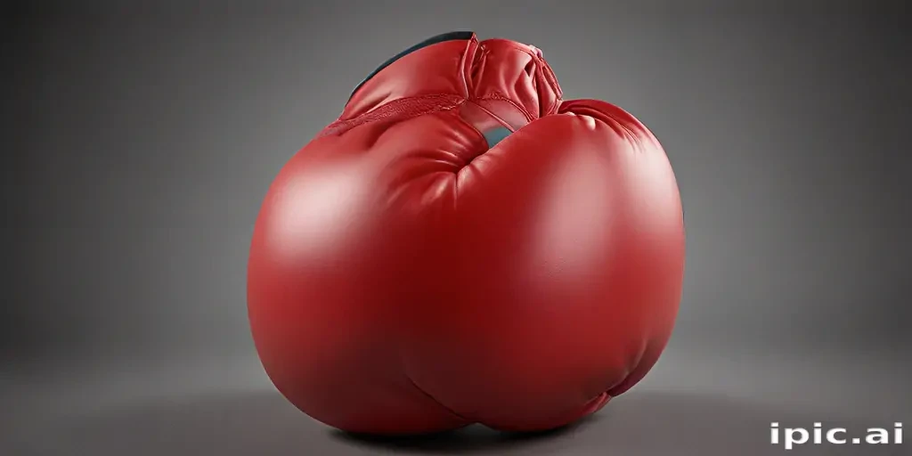 Close-Up of a Red Boxing Glove Highlighting Its Textured Surface and Design