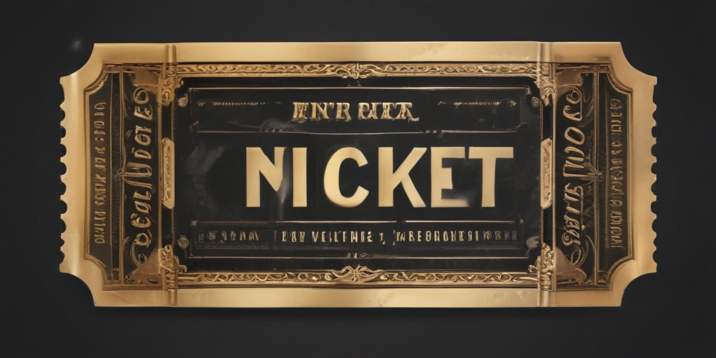 Elegant Vintage Ticket Design Featuring Bold 'NICKET' Typography in Gold