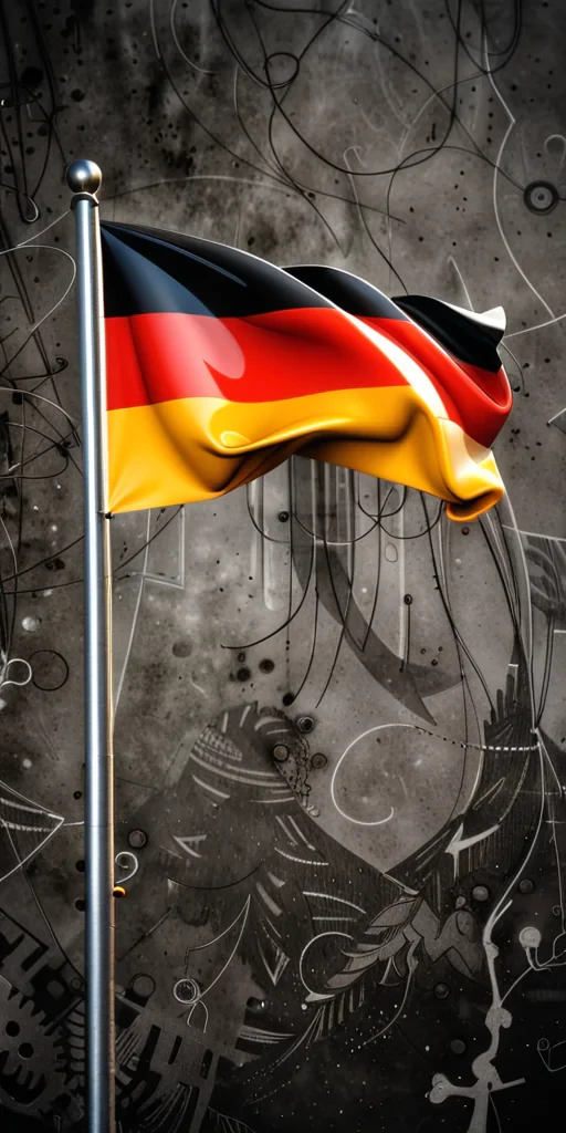German Flag Waving Proudly Against an Abstract Artistic Background Design