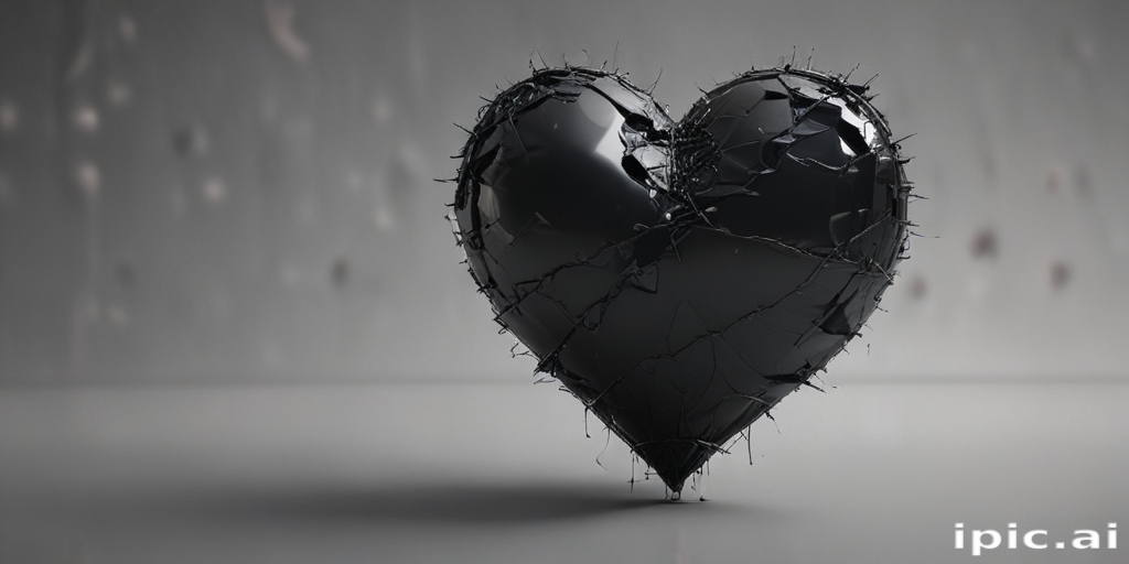 Fragmented Heart: A Symbol of Love's Resilience Amidst Darkness and Pain