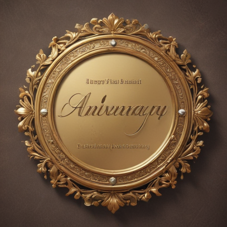 Elegant Golden Plaque Celebrating a Special Anniversary with Intricate ...