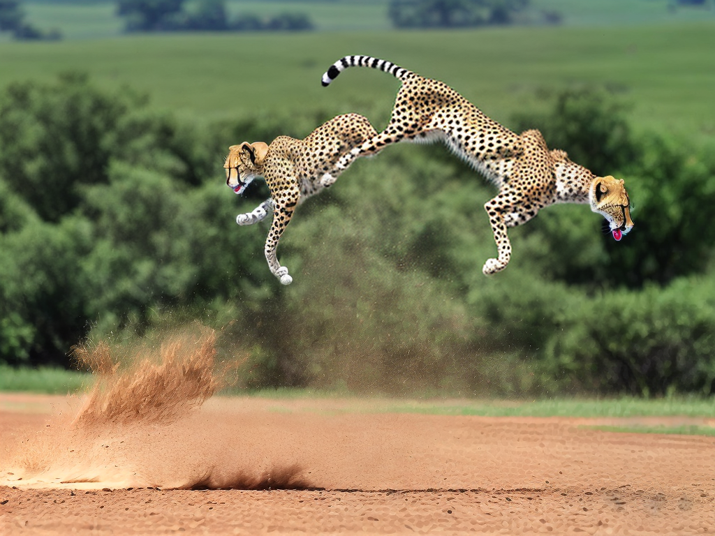 running cheetah falling on face