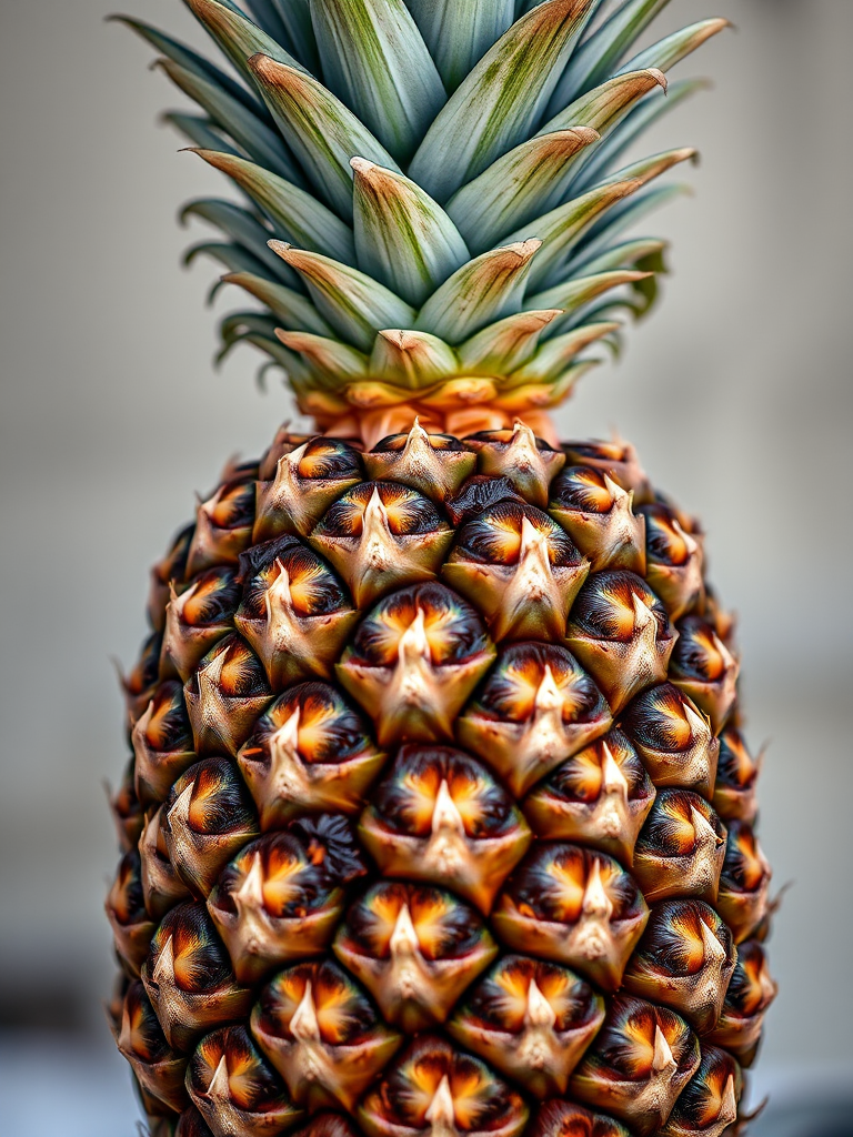 Close-Up of a Fresh Pineapple Showcasing Its Unique Textured Skin