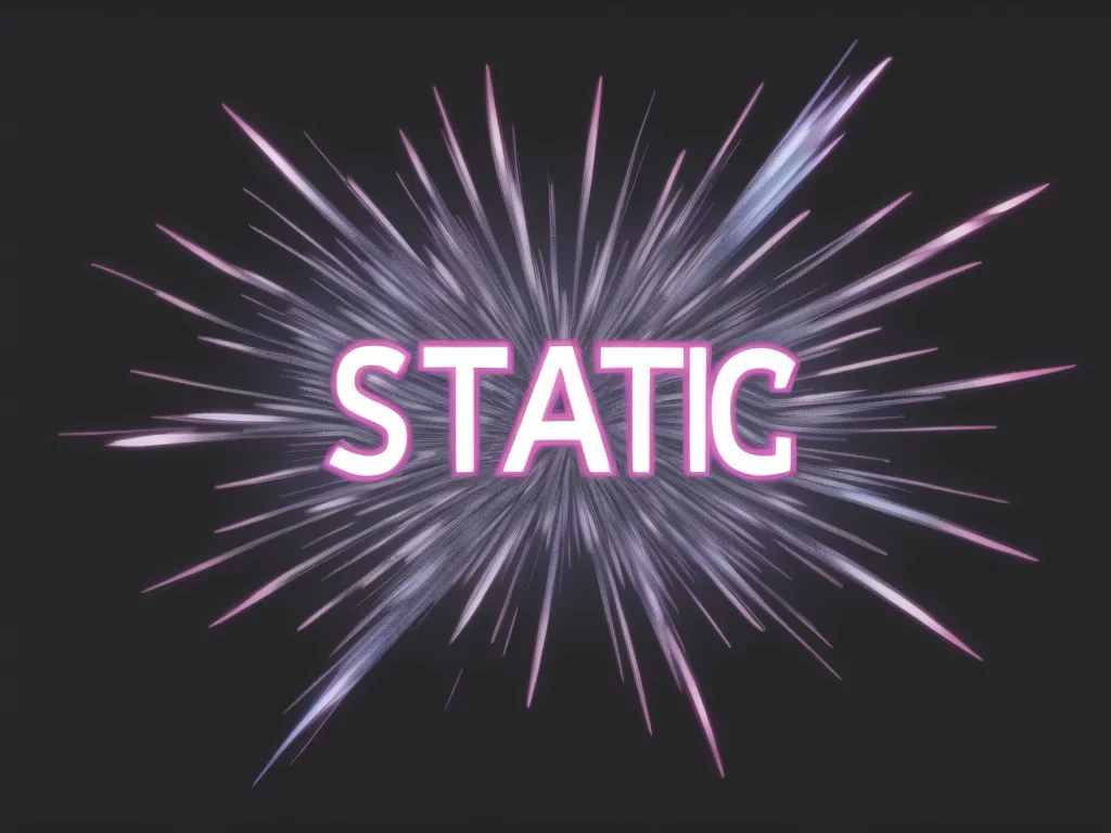 Dynamic Visual Explosion Featuring the Bold Word 'STATIC' in Vibrant Colors