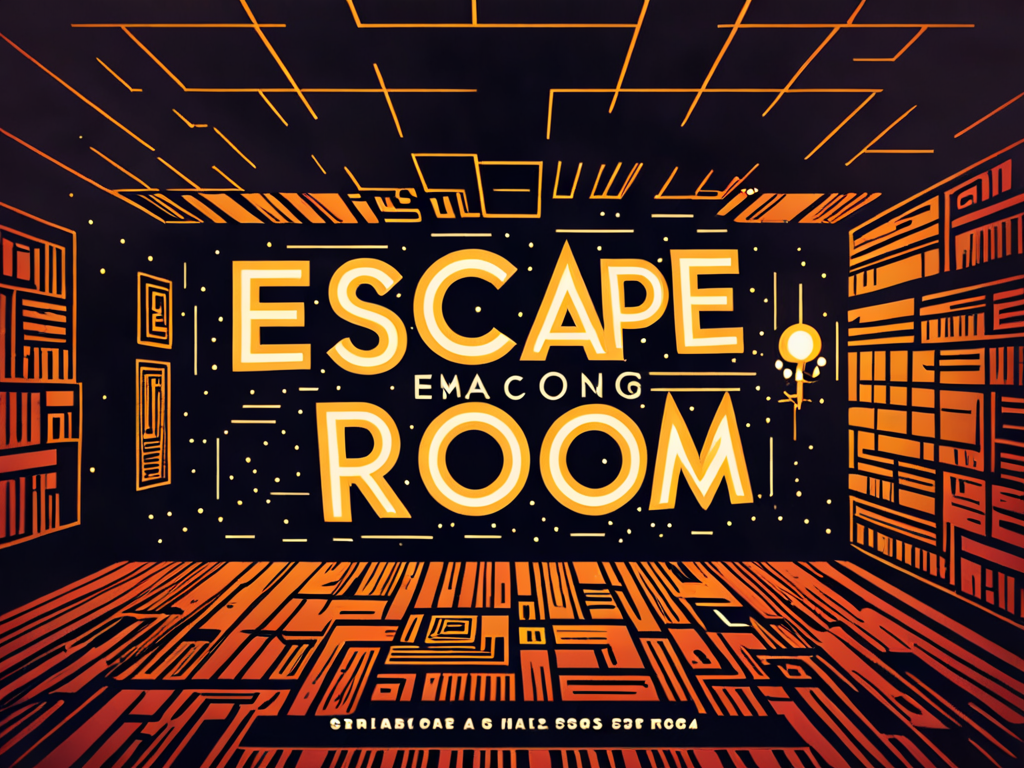 escape room poster design, scare, excited, interesting，Simple, flat style