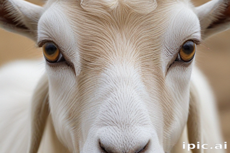 Close-Up of a Goat's Face Showcasing Its Unique Features and Expression