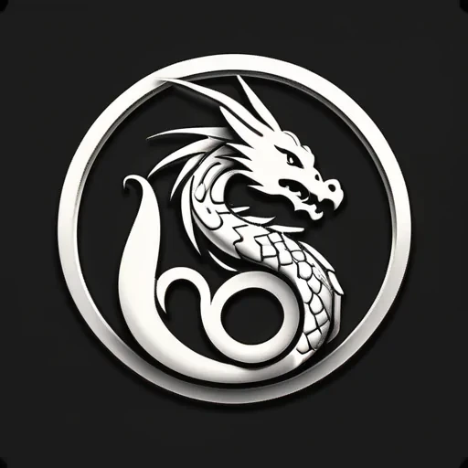 Elegant Silver Dragon Emblem with Intricate Details Against Black ...