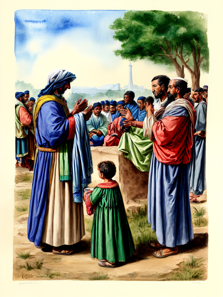 preaching to the poor, sick and hungry, watercolor