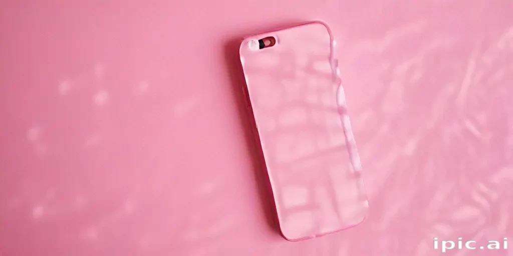 Stylish Pink Phone Case Elegantly Laid on a Soft Pink Surface