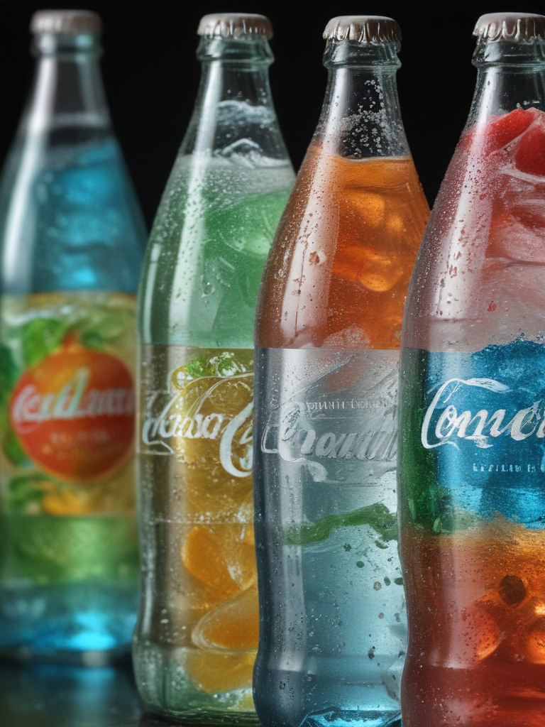 Refreshing Selection of Colorful Carbonated Beverages in Glass Bottles