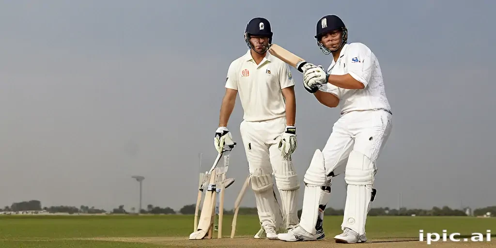 Two Cricket Players Preparing for a Match on a Sunny Day