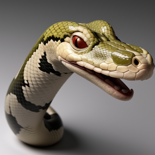 A Realistic and Detailed Rendering of a Colorful Snake with Unique Features