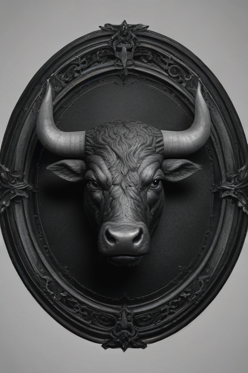 Create a gothic logo thats an oval, with a bull in it.
