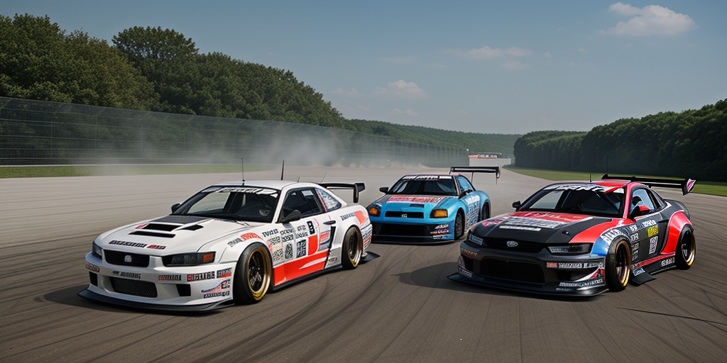 Three High-Performance Racing Cars Showcasing Speed on a Track Day