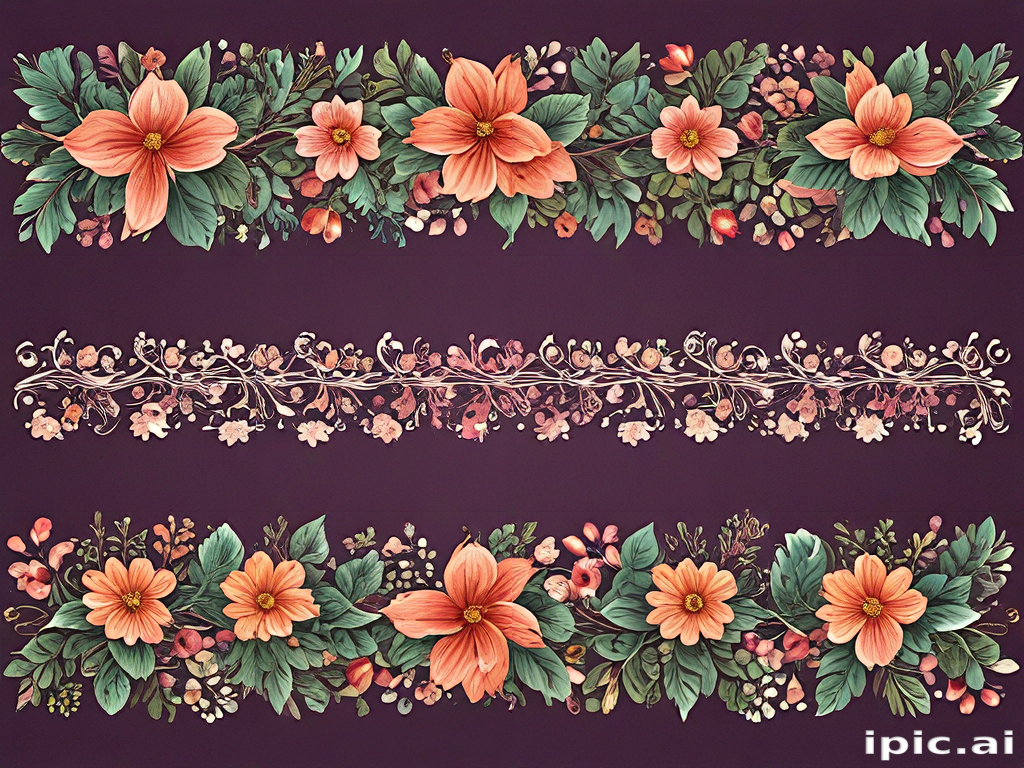 Elegant Floral Border Designs Featuring Vibrant Flowers and Lush Greenery