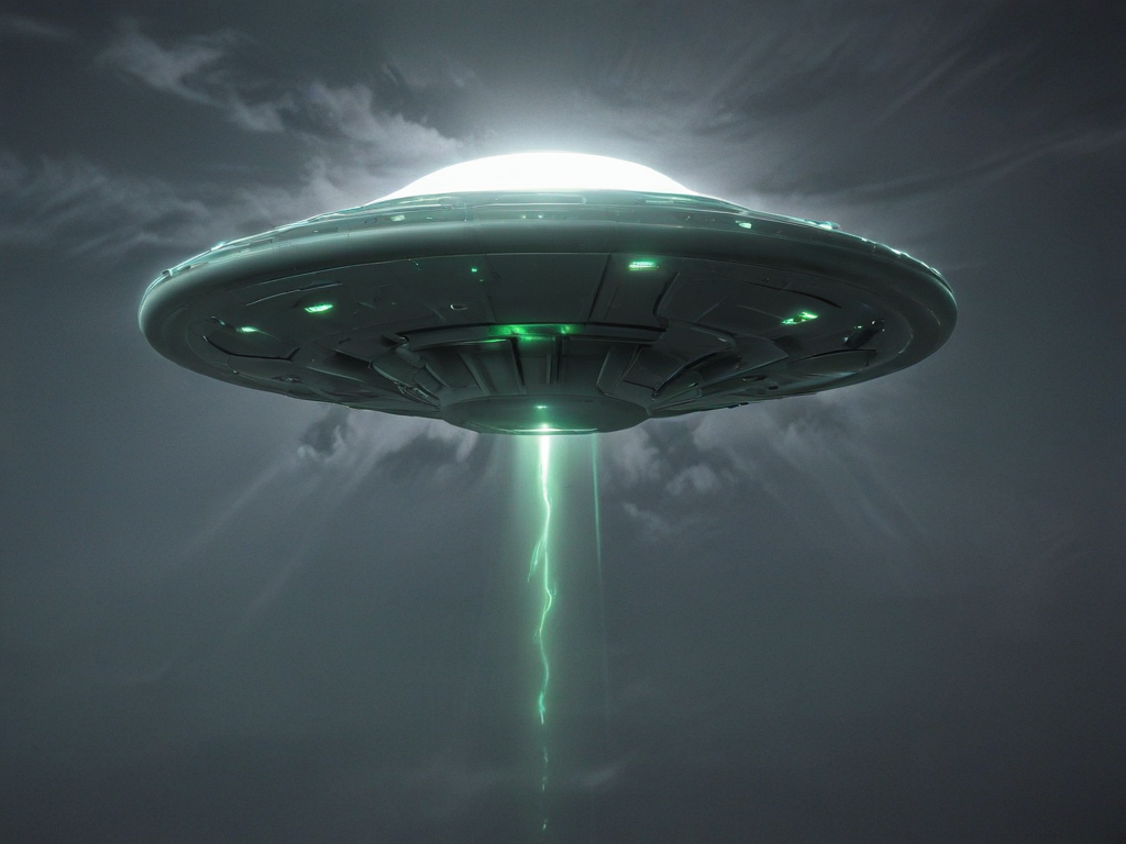 wallpaper gray and green ufo anime style ligthning efekts