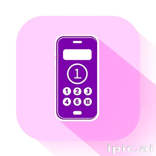 Stylized Mobile Phone Icon Featuring Number Keys and a Simple Design