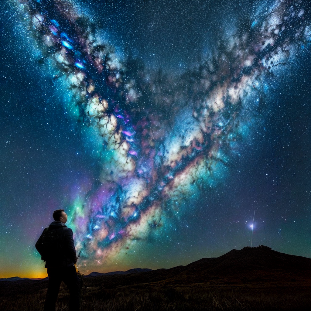 Elon Musk looking up at the stars