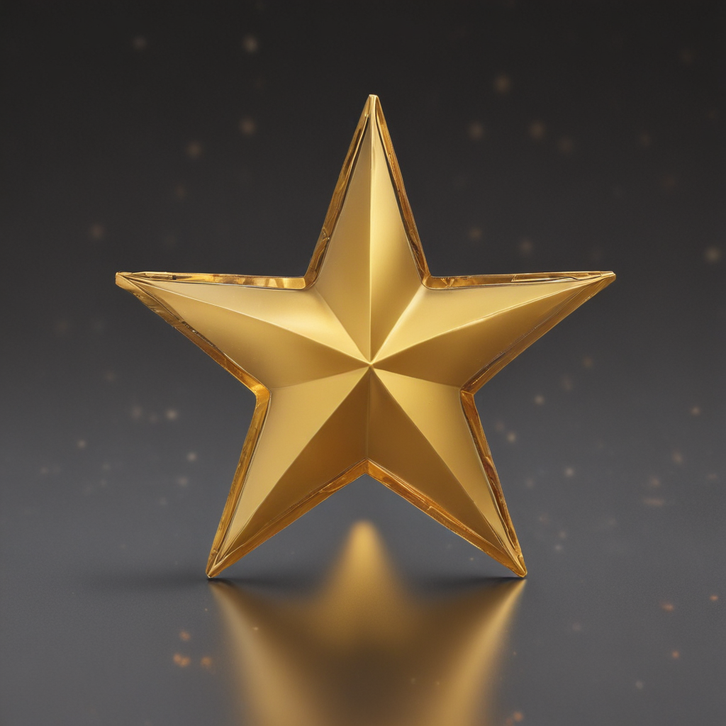 A Stunning Golden Star Glimmering Against a Dark Background with Sparkles.