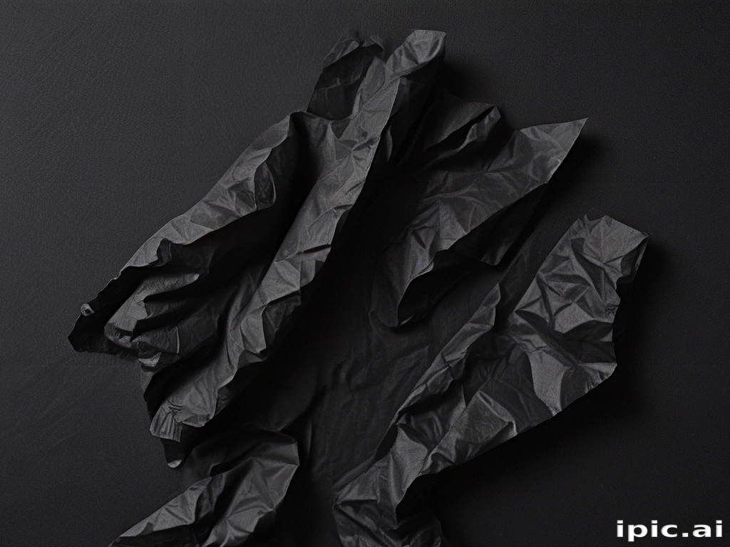 Artistic Composition of Crumpled Black Paper on a Dark Background