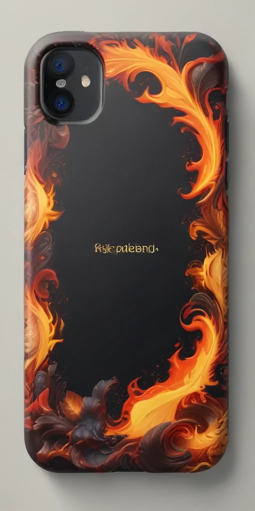 Vibrant Flames and Elegant Swirls Decorate a Stylish Phone Case Design