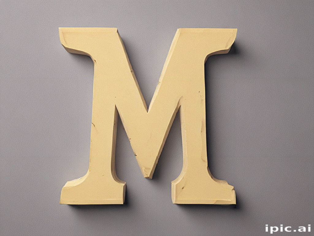 Large Decorative Letter 'M' in Soft Yellow Color on Gray Background