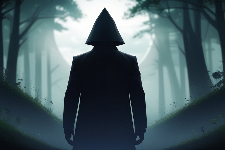 Enigmatic Figure Stands Alone in a Misty Forest at Dusk
