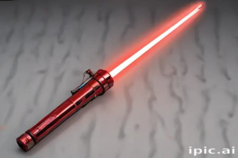 Glowing Red Lightsaber on a Textured Background, Ready for Action